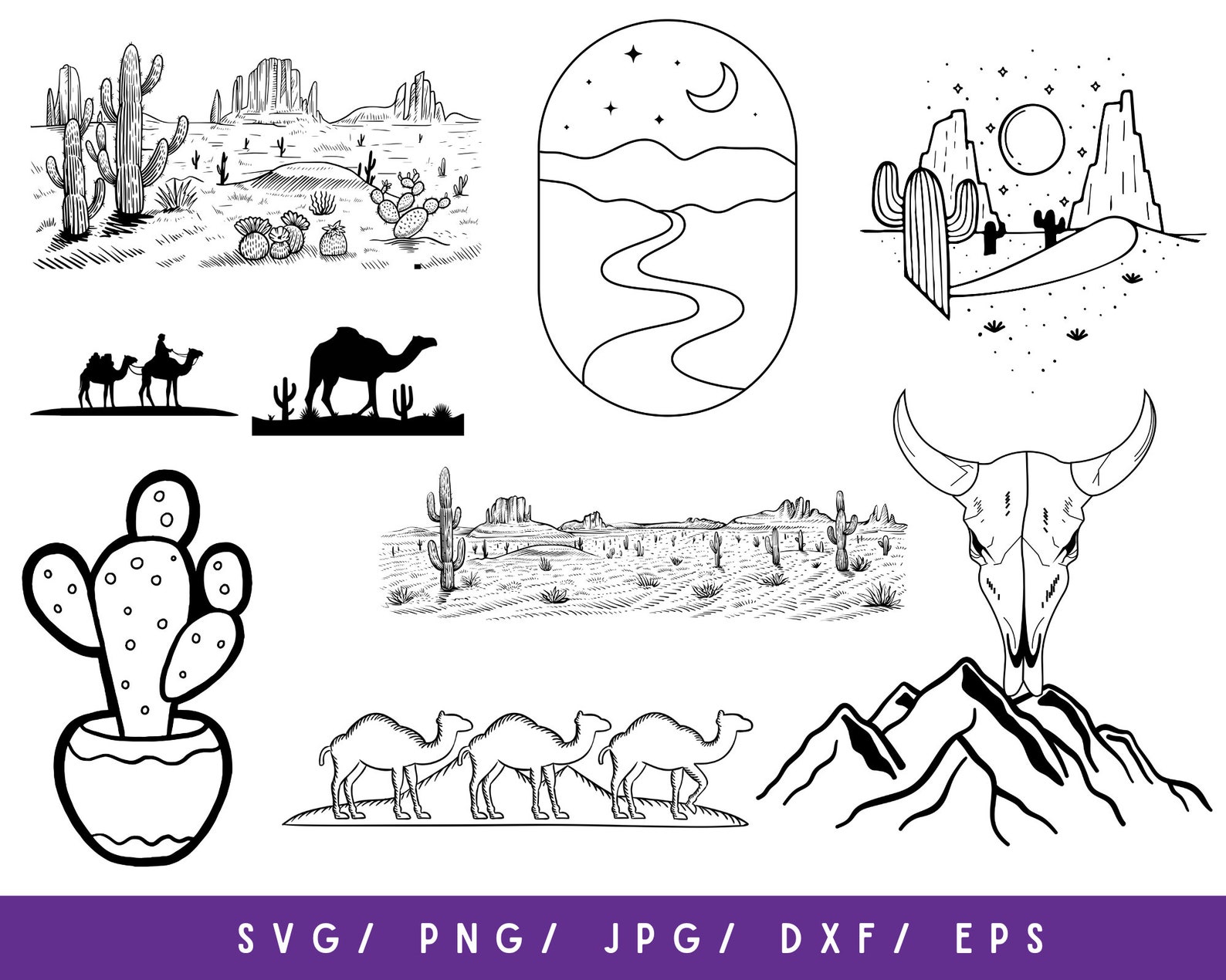 Desert Scene Svg, Desert Scene Png, Desert Svg Bundle, Desert Scene Dxf ...