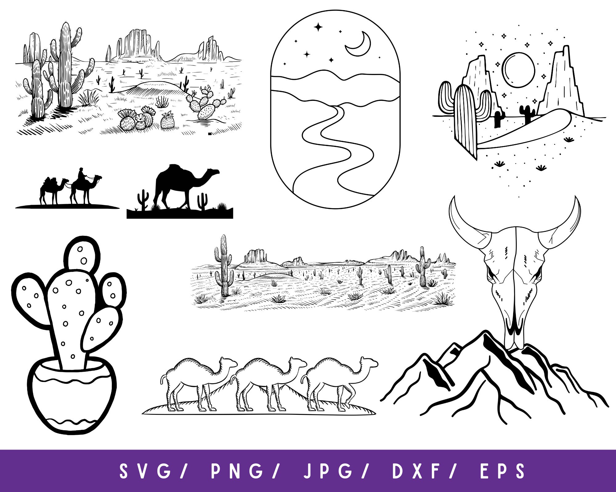 Desert Scene Svg, Desert Scene Png, Desert Svg Bundle, Desert Scene Dxf ...