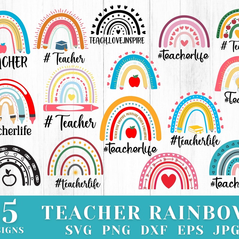 Rainbow Teacher Svg - Etsy