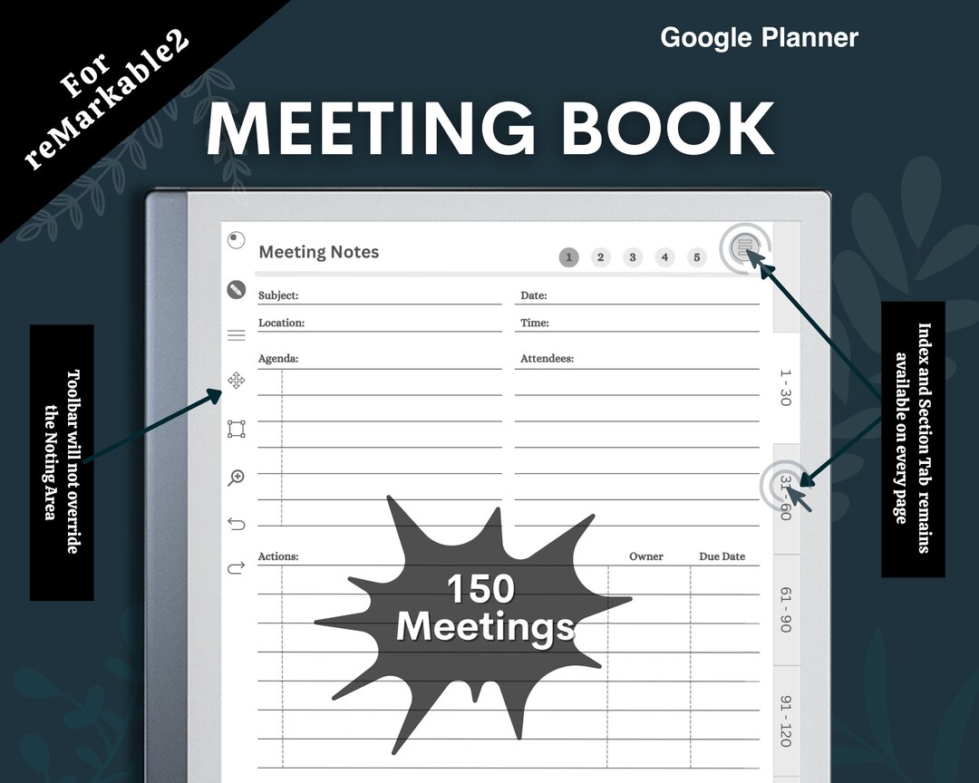 Remarkable 2 Meeting Notes Book Template 2024-2025, Remarkable ...