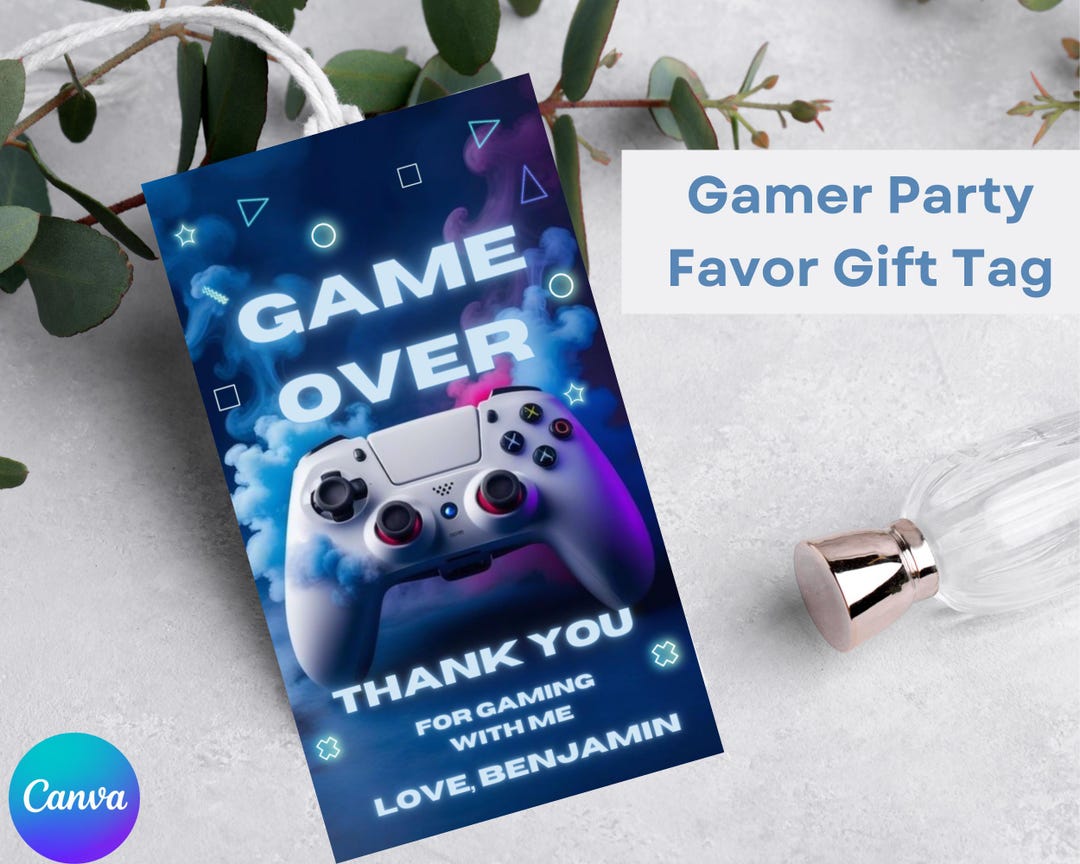Gaming Thank You Gift Tag, Editable Video Game Birthday Tags, Video ...
