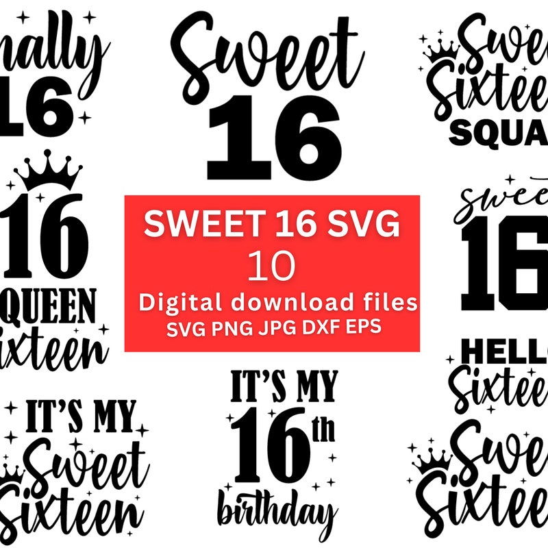 Sweet 16 Svg - Etsy