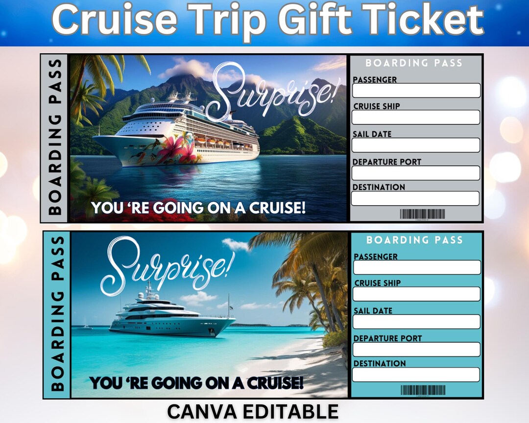 Printable Cruise Ticket Template, Cruise Surprise Ticket, Gift Ticket ...