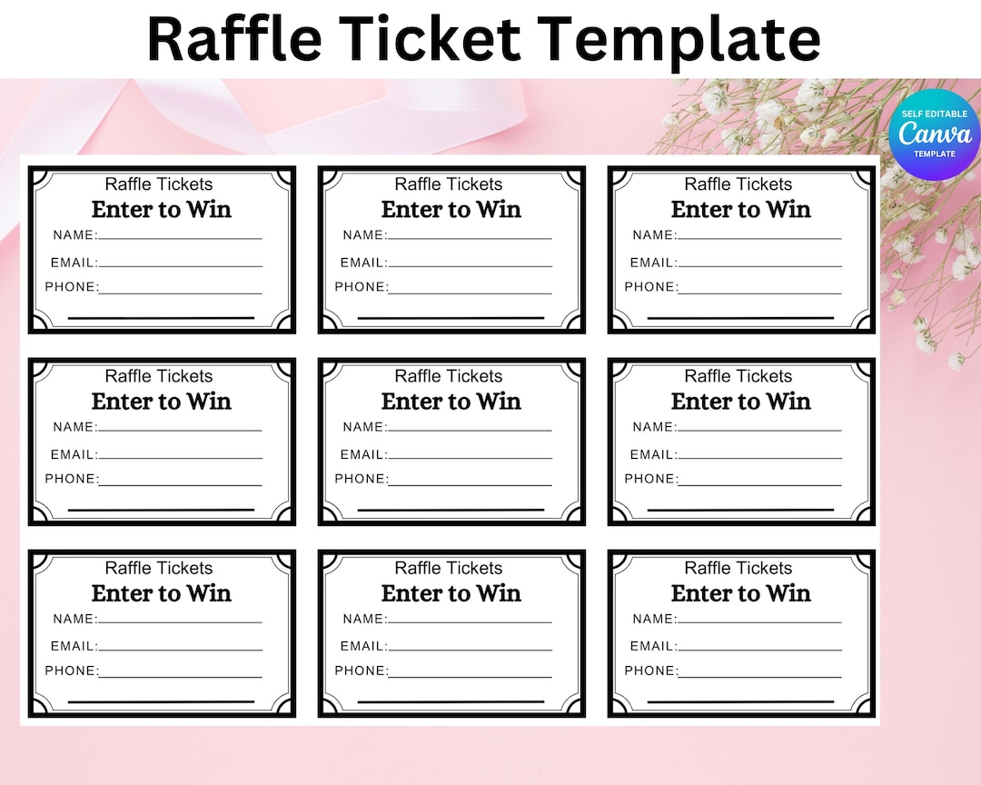 Minimalist Raffle Ticket Template: Printable 'enter to Win' Design ...