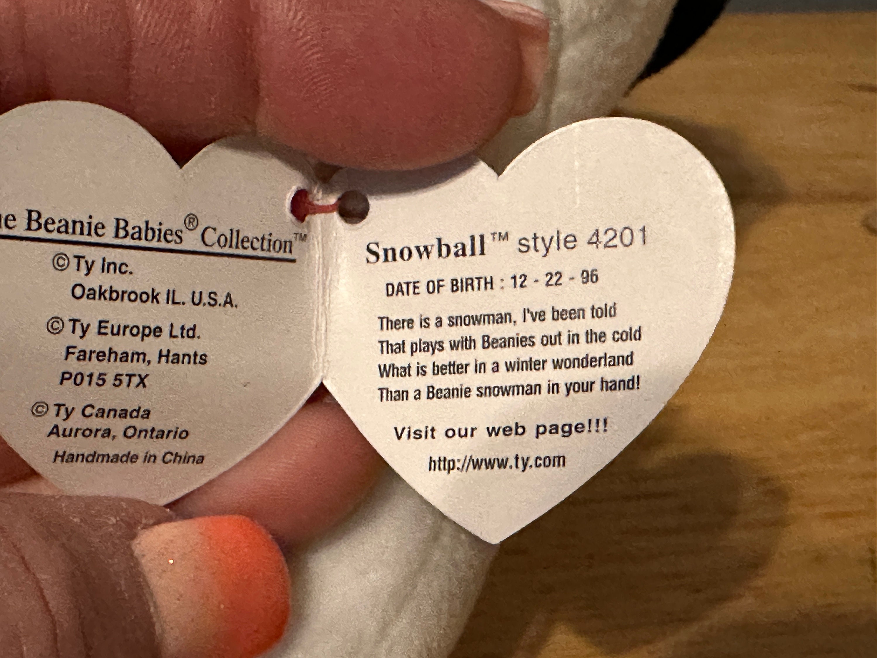 Very Rare ONE of a Kind SNOWBALL With WRONG Tush Tag Ty Beanie Babies ...