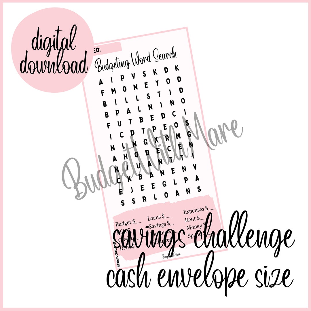 Budgeting Word Search Savings Challenge | Savings Challenge Printable ...