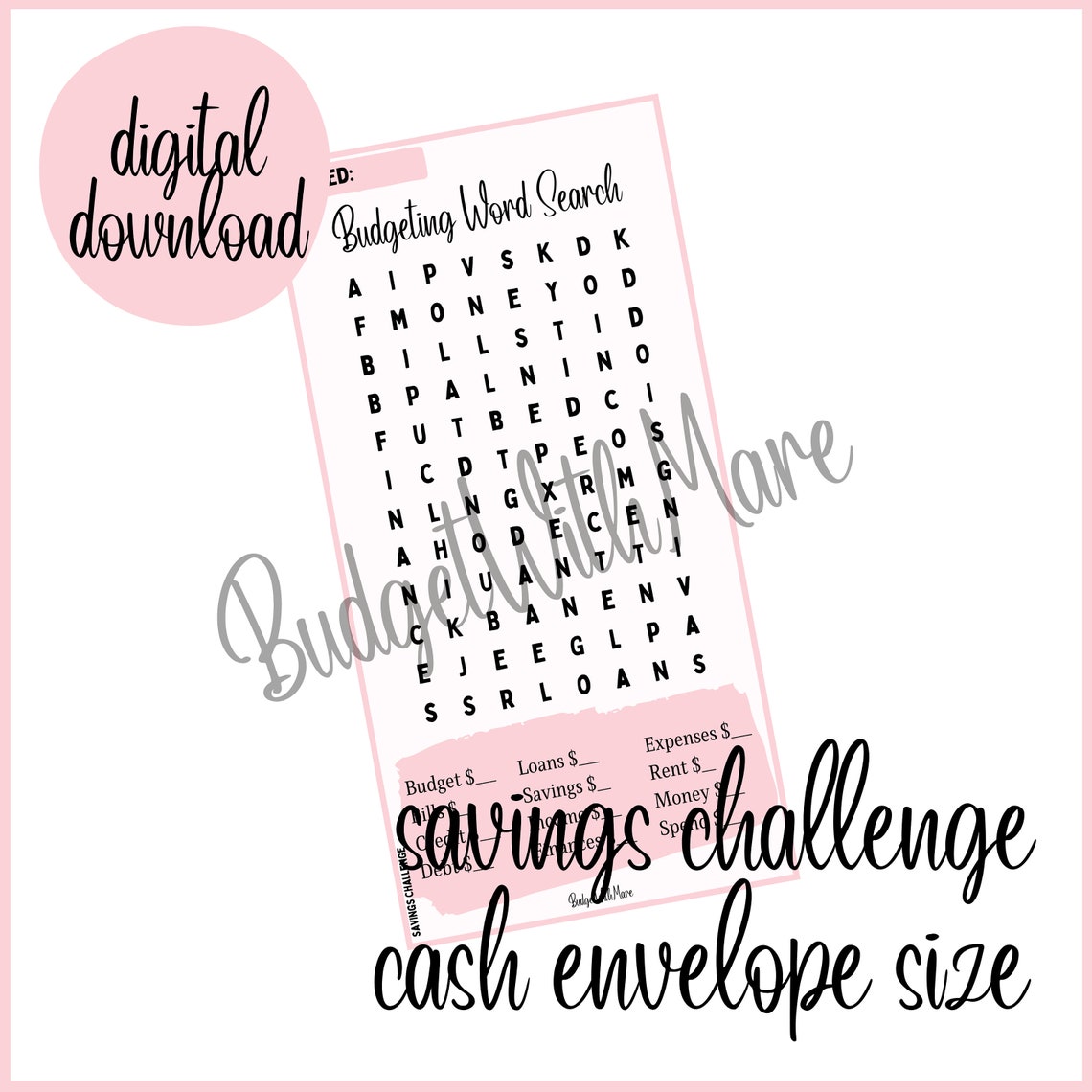 Budgeting Word Search Savings Challenge Savings Challenge Printable ...