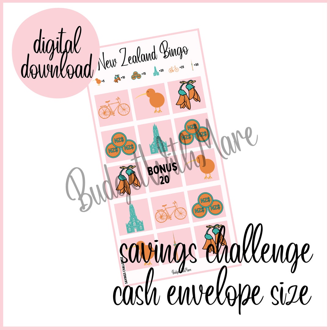 New Zealand Bingo Savings Challenge Savings Challenge Printable Digital ...