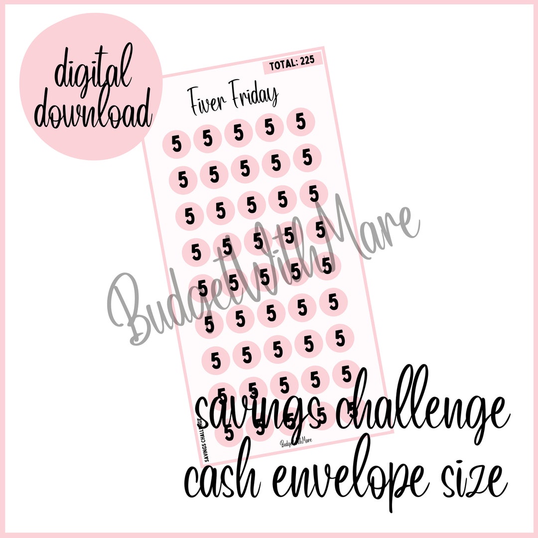 Fiver Friday Savings Challenge | Savings Challenge Printable | Digital ...