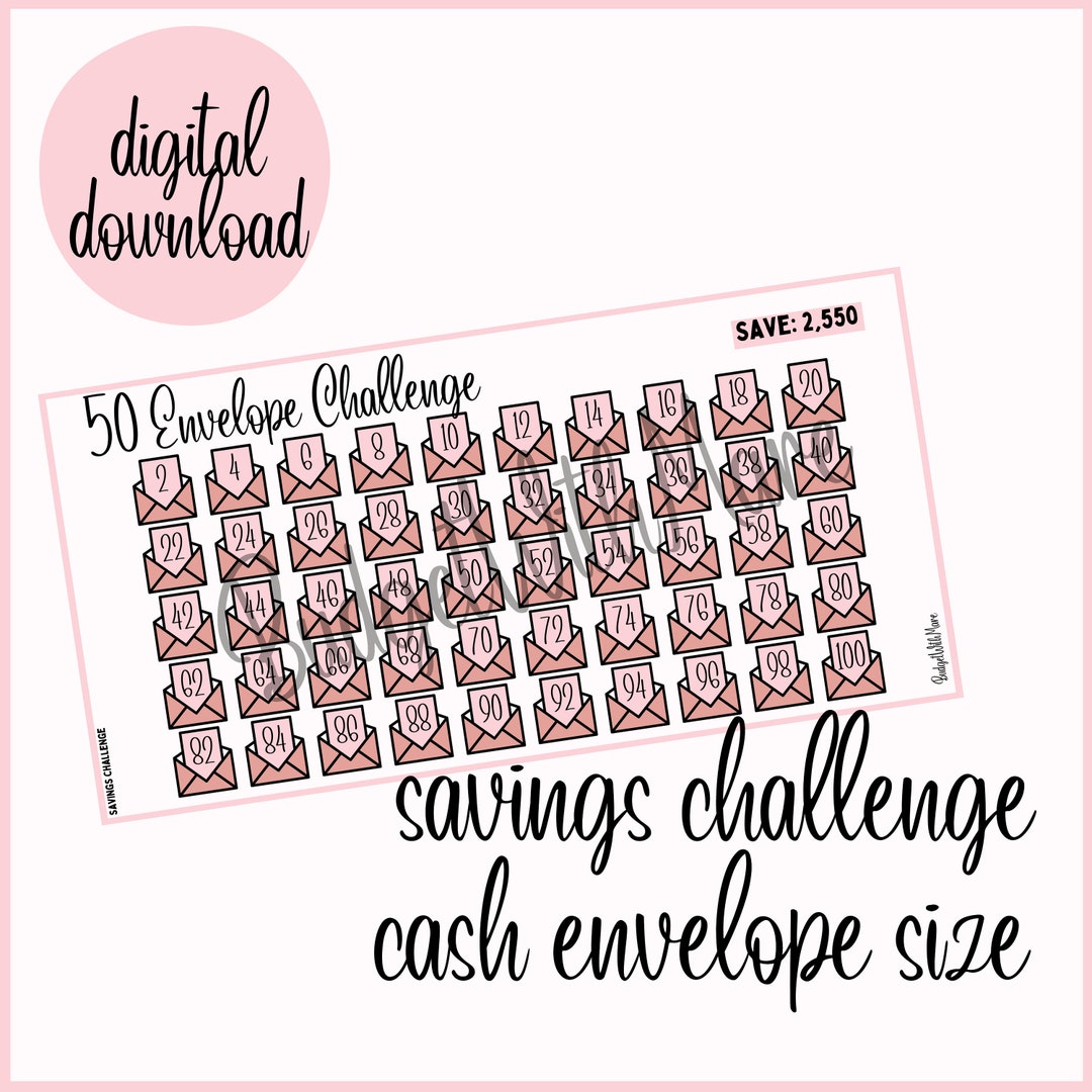50 Envelope Savings Challenge | Savings Challenge Printable | Digital ...