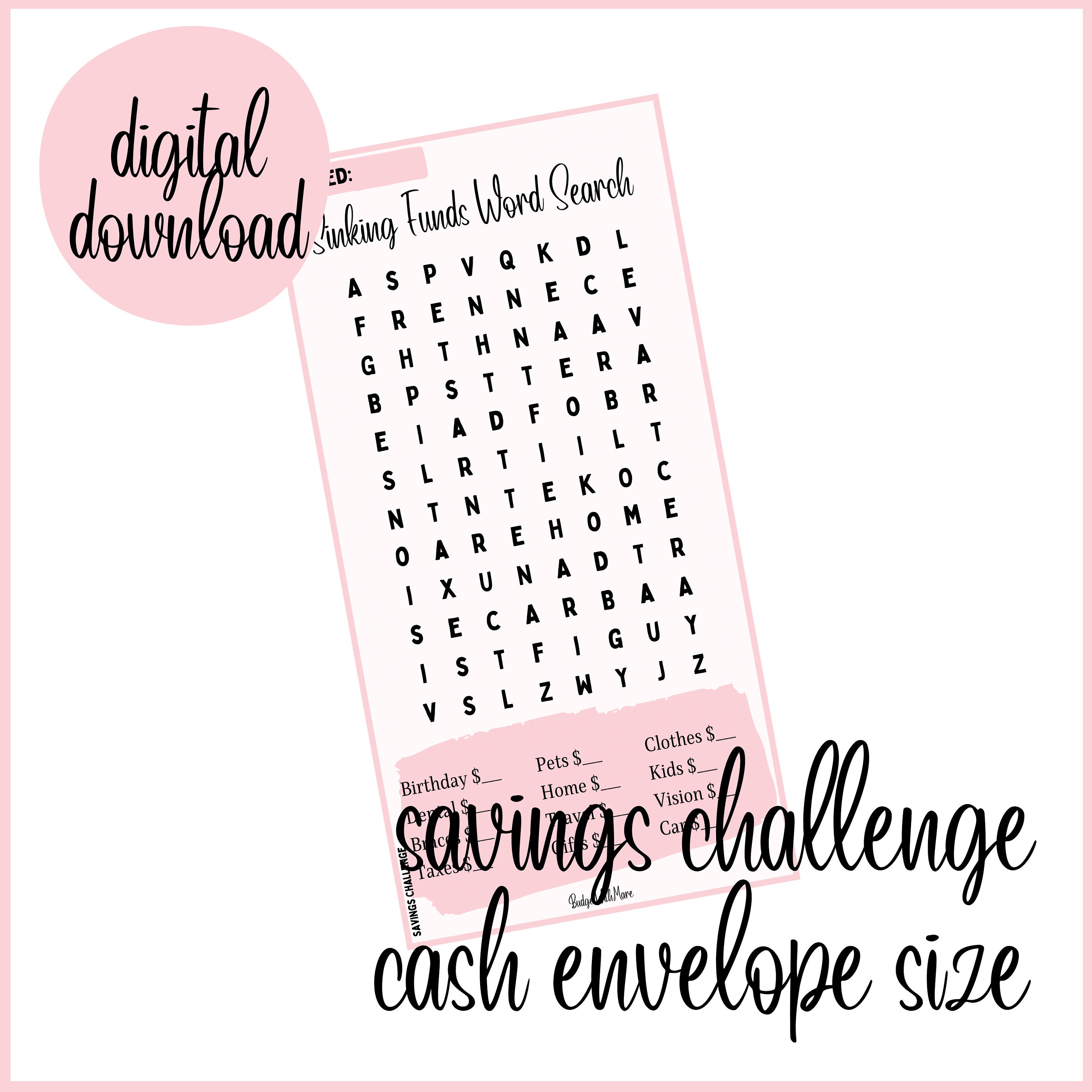 Sinking Funds Word Search Savings Challenge Savings Challenge Printable ...