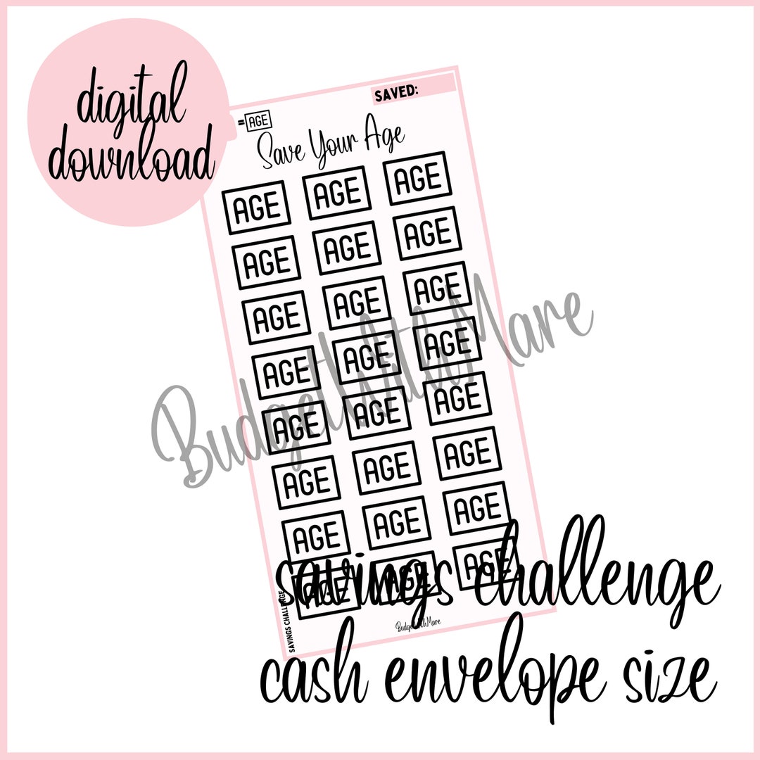 Save Your Age Savings Challenge | Savings Challenge Printable | Digital ...