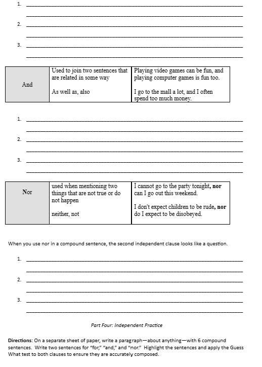 Compound Sentence Lesson Pack - Etsy