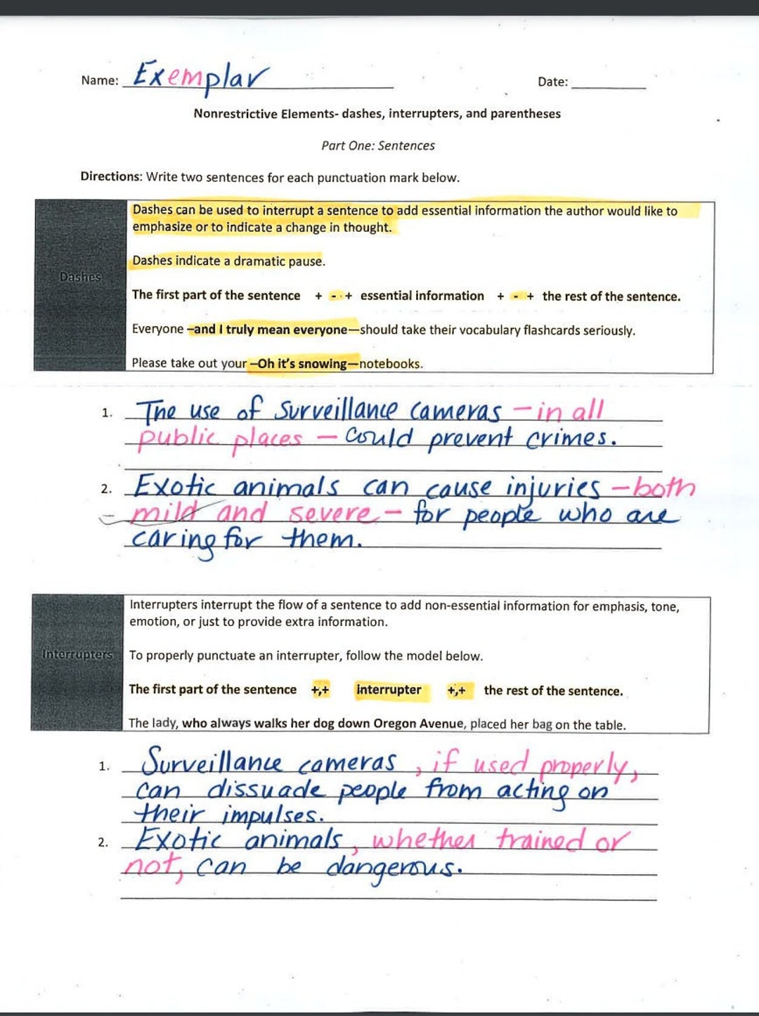 Nonrestrictive Elements- Dashes, Interrupters, and Parentheses - Etsy