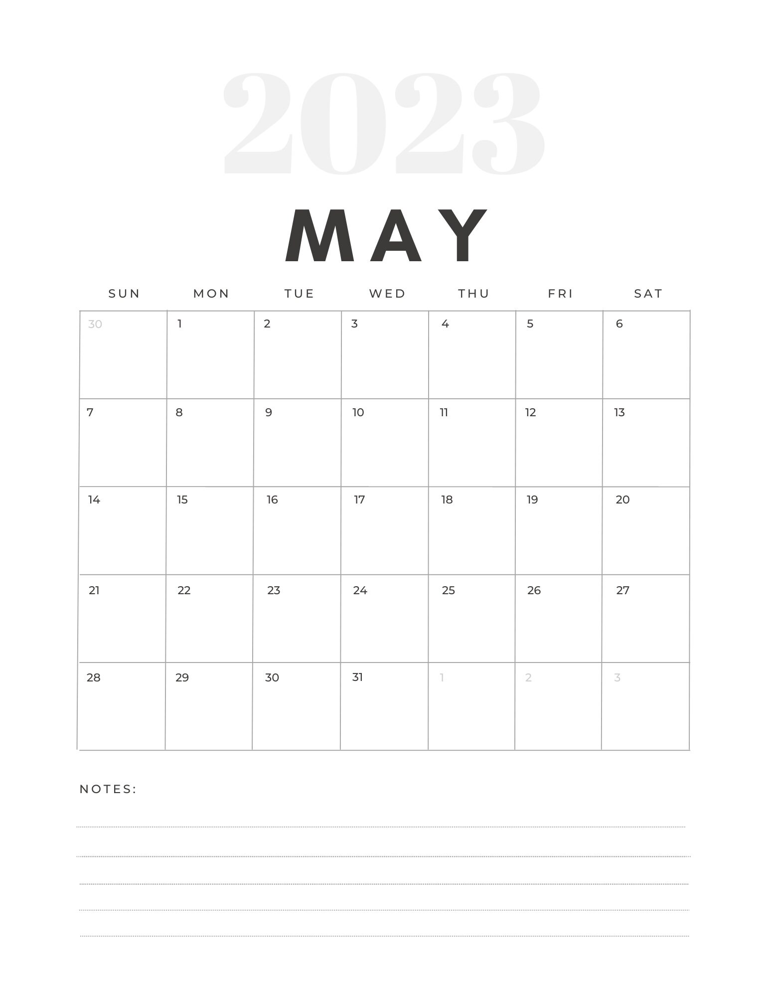 Simple Minimalistic Monthly Calendar Printable - Etsy