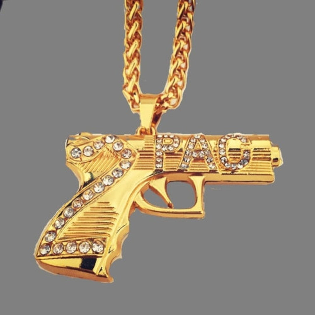 Tupac Pendant Gold Chain Jewellery Iced Gangster Rapper Shiny - Etsy UK