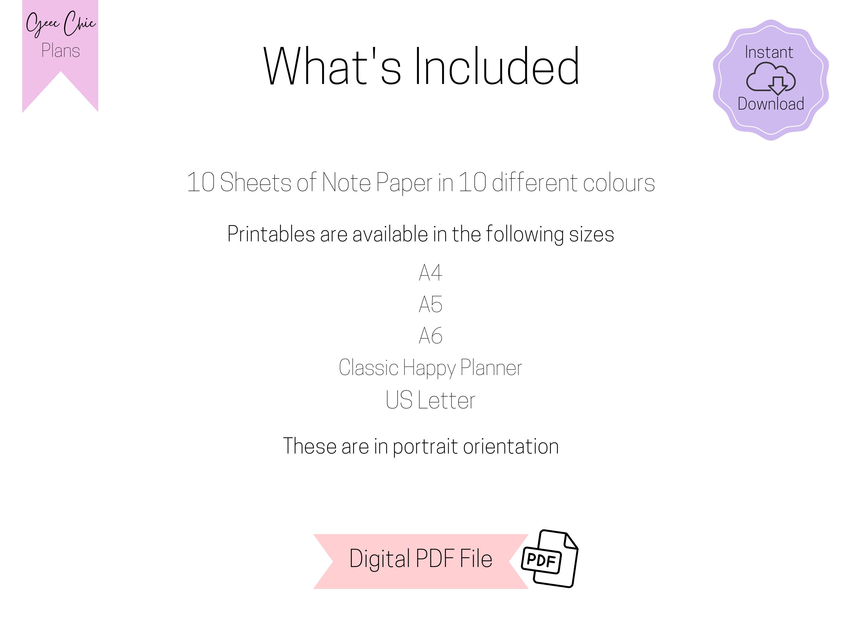 Note Paper, Pastel Note Paper, Planner Inserts, Happy Planner Inserts ...