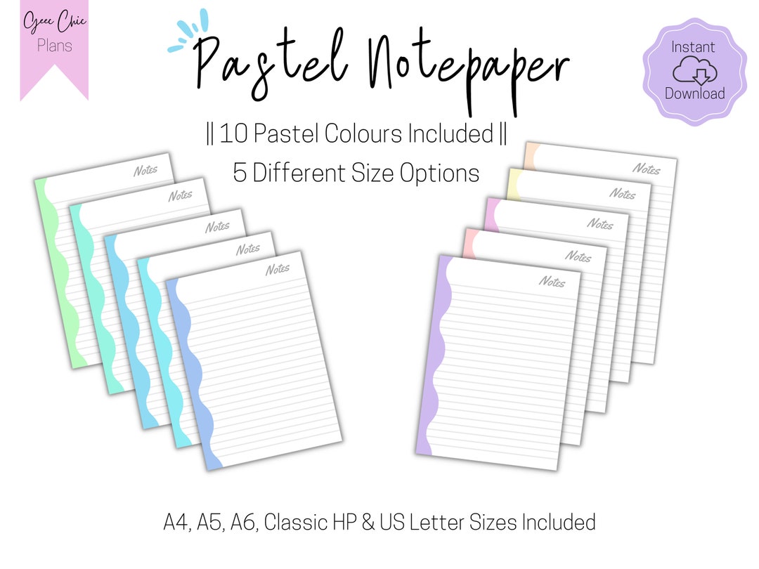 Note Paper, Pastel Note Paper, Planner Inserts, Happy Planner Inserts ...