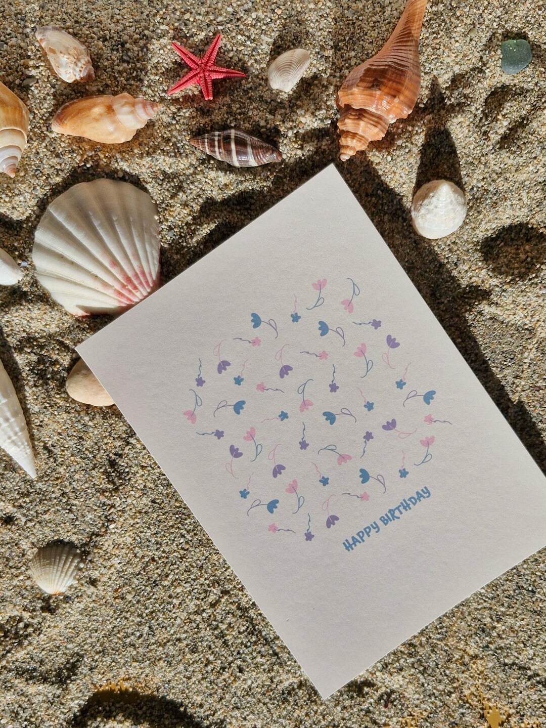 Birthday Greeting Card, Spring Designs, A6 Size, Stationery, Shells ...