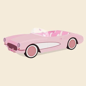 Barbie Car Poster Print, Barbie Movie Starring Margot Robbie, Instant ...
