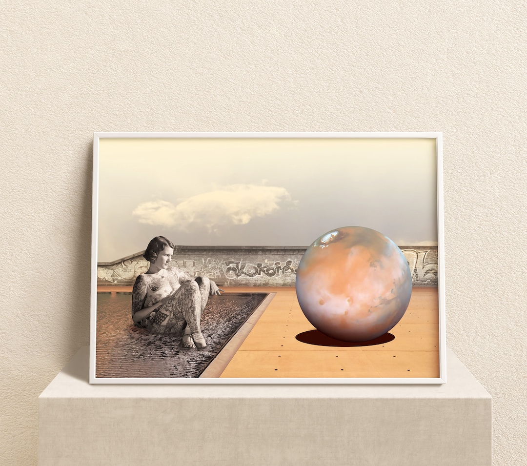 Cosmic Tenacity ∘ Surreal Art Print ∘ Collage Poster ∘ Tattooed Woman ∘ ...