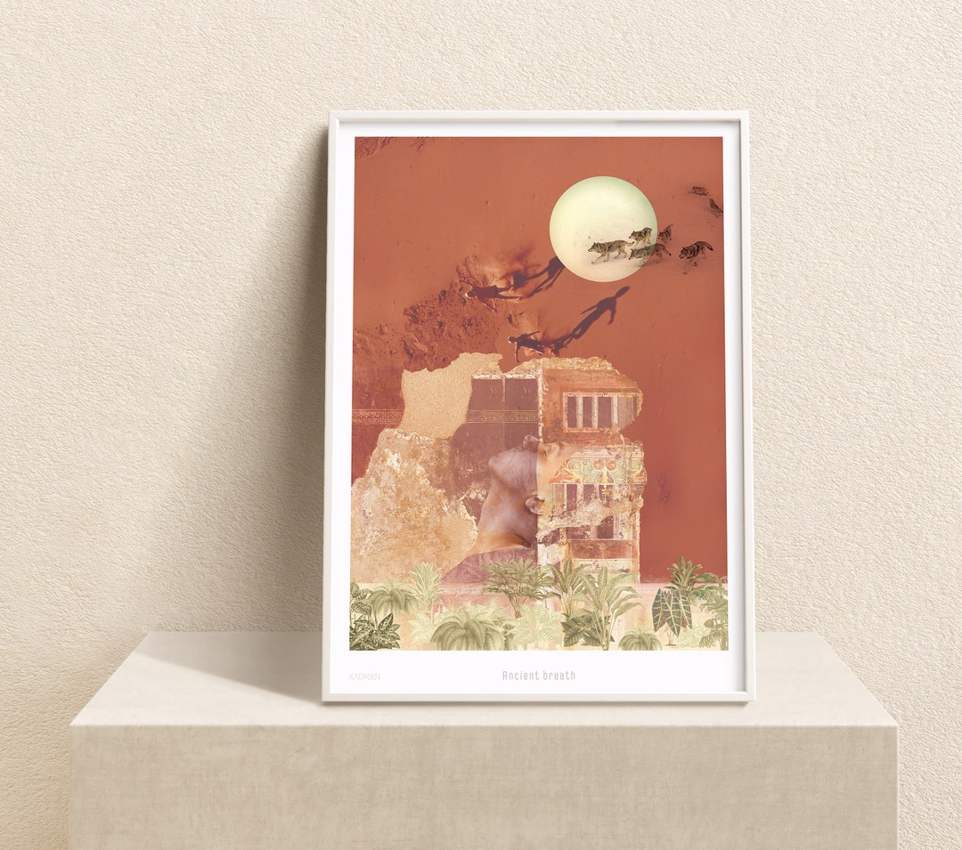 Ancient Breath ∘ Surrealism Art Print ∘ Collage Poster ∘ Roman Fresco ∘ ...