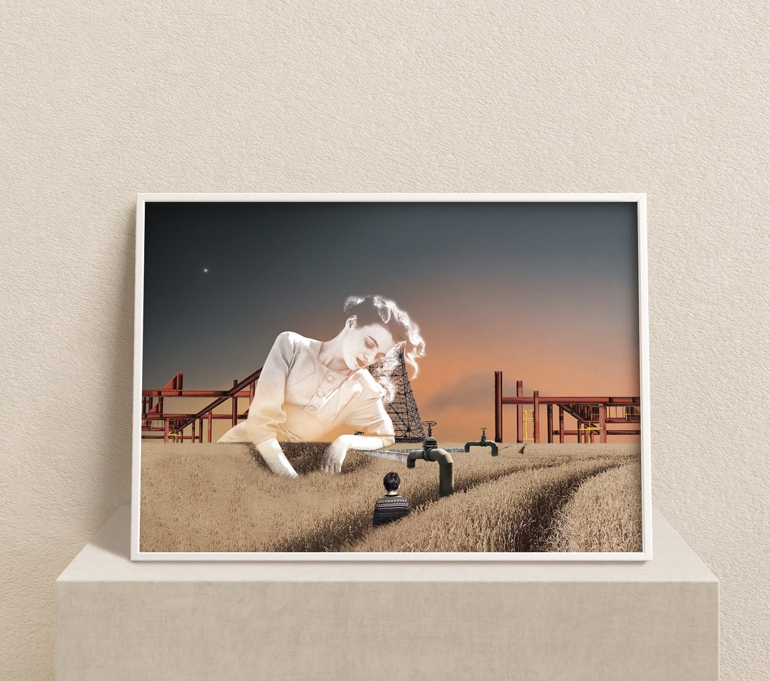Waiting Silently ∘ Surreal Art Print ∘ Collage Poster ∘ Sunset ...