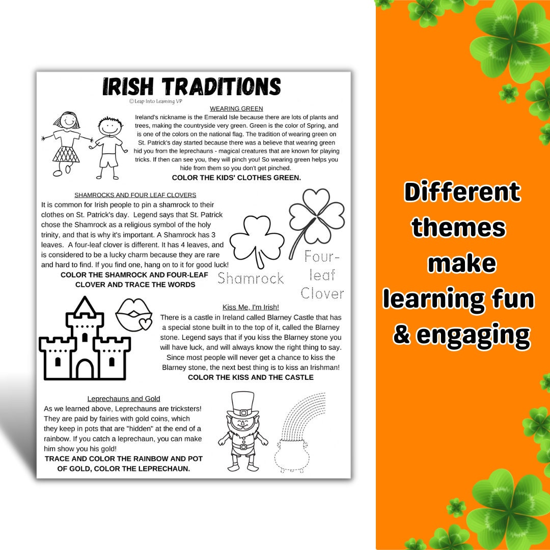 Hojas de trabajo preescolares del día de San Patricio Actividad ...