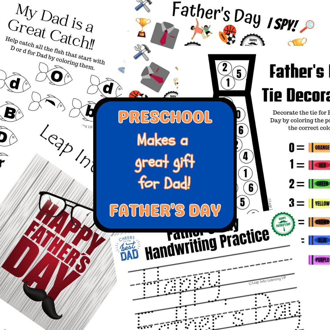 Perfect Father's Day Gift Preschool Father's Day Educational Worksheets ...