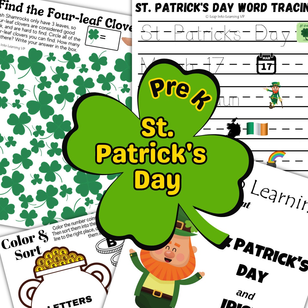 Hojas de trabajo preescolares del día de San Patricio Actividad ...