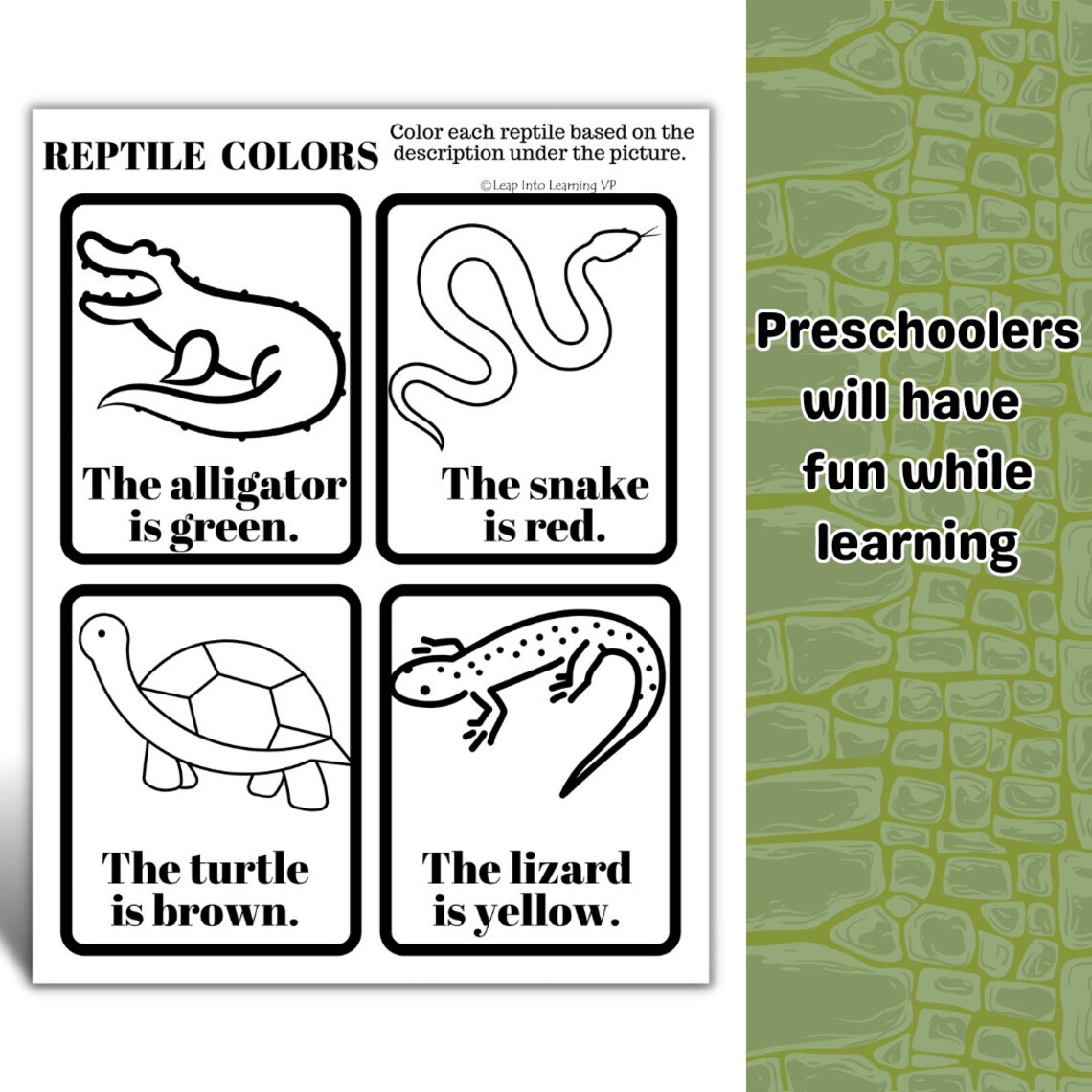 Preschool Reptile Educational Worksheets Printable Preschool Activity ...