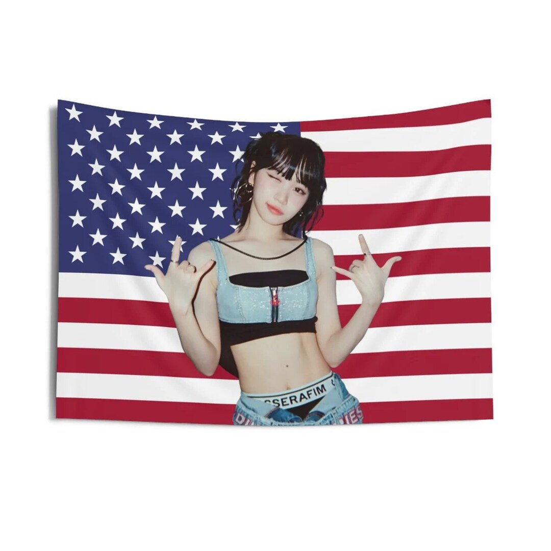 LE SSERAFIM CHAEWON America Flag Tapestry, Kpop Funny Room Merch, Gift for Le Sserafim Fearnot ...