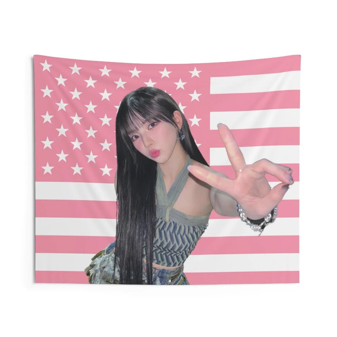 Aespa KARINA Pink America Flag Tapestry, Kpop Funny Room Merch, Gift ...
