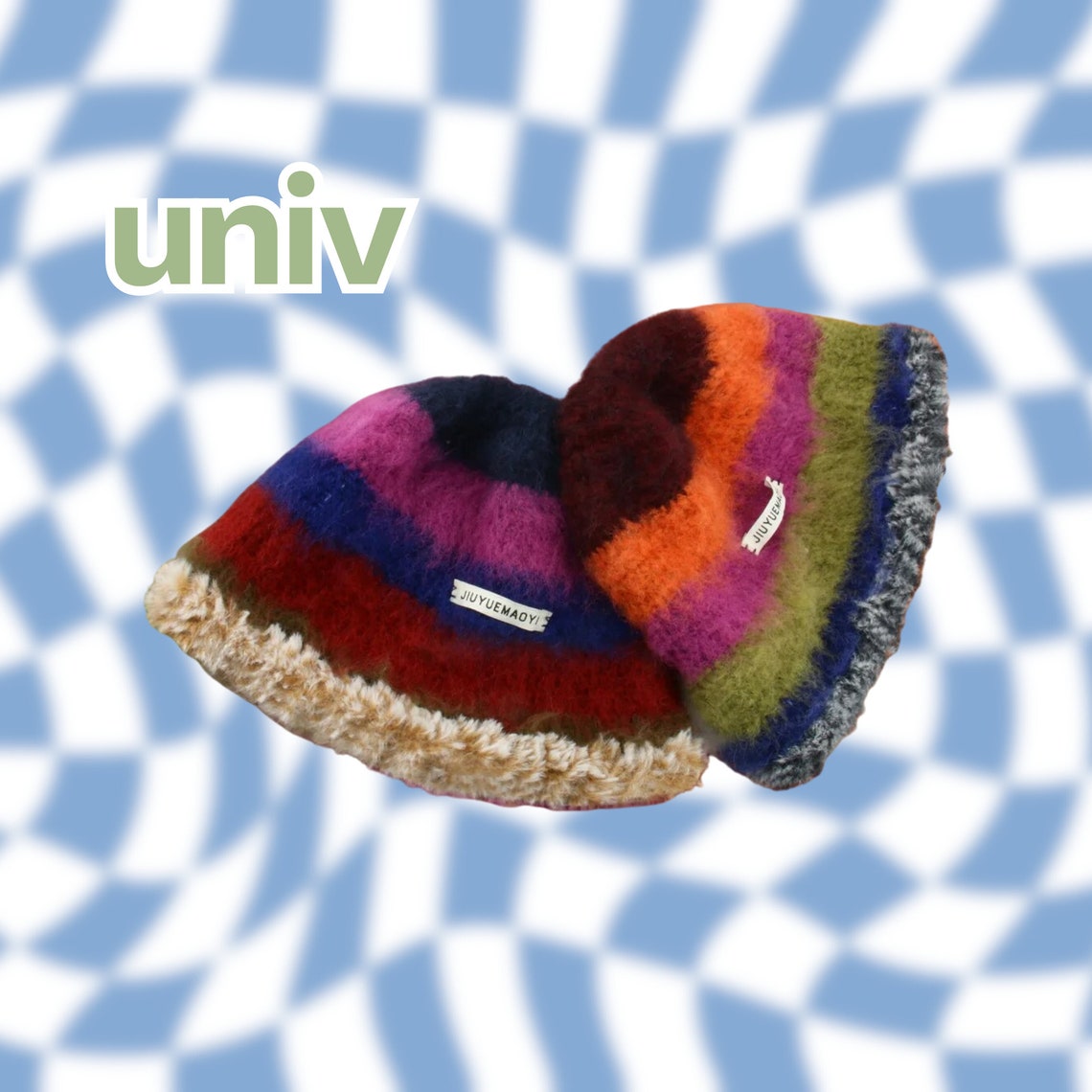 Y2k Japanese Bucket Hat Vintage Color Stripe Pattern Beanie - Etsy