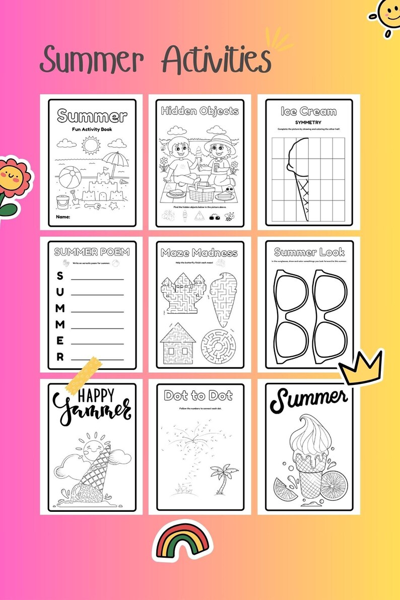 Summer Activities for Kids, Printable Bundle, Games, Coloring Pages ...