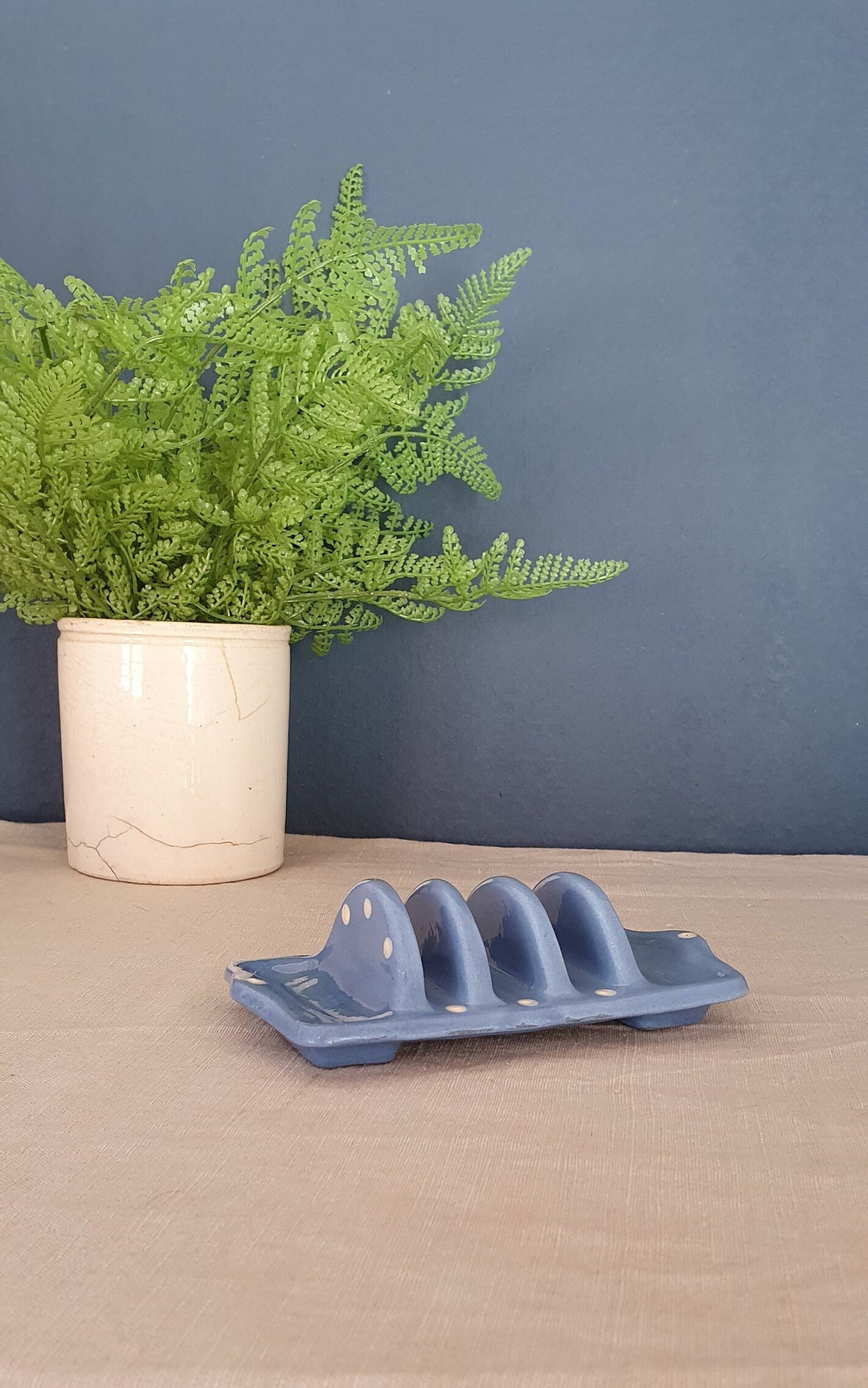 Vintage Blue and White Polka Dot Ceramic Toast Rack Devon - Etsy
