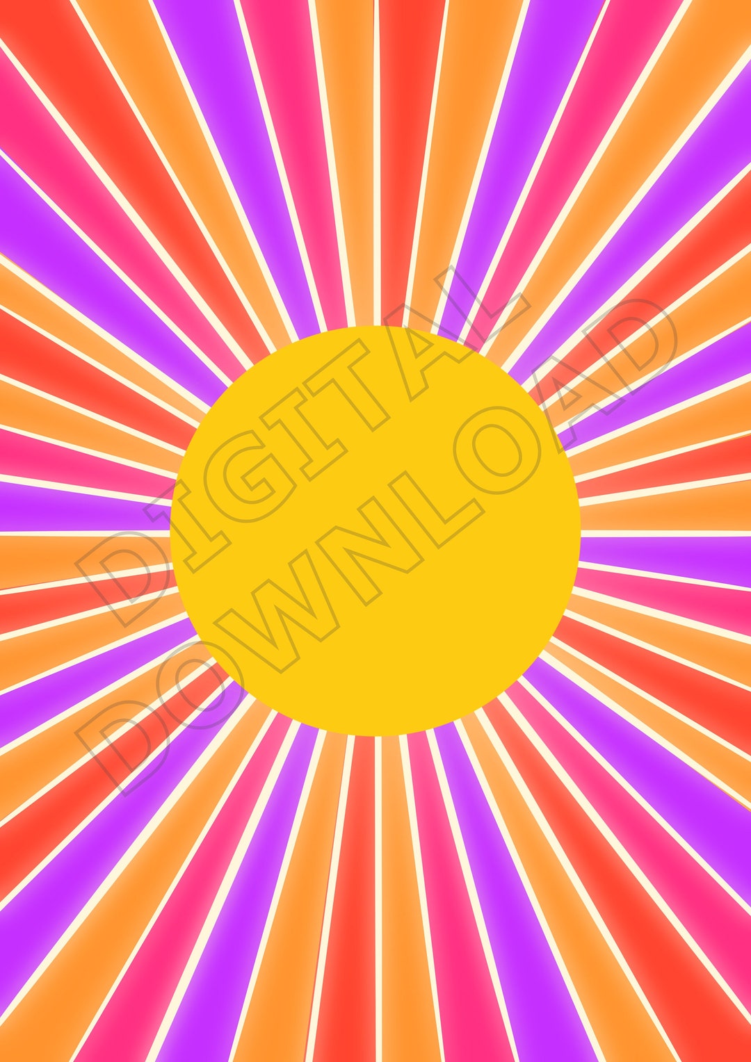 Sunburst Digital Download Minimalist Art Colorful Office Decor - Etsy