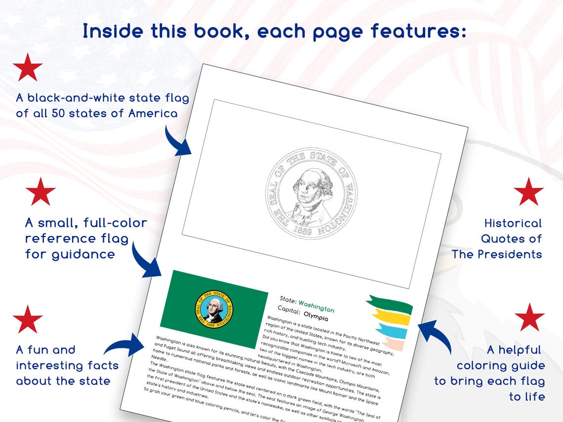 All 50 State Flags Coloring Pages for Adults, Kids and Families - Fun ...
