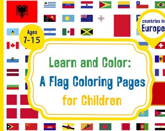 Europe Flags Coloring Book: Geography Learning Activity (digital ...