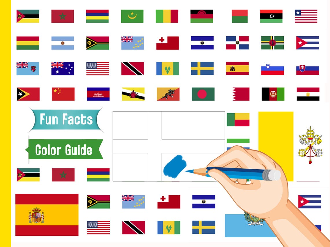 Europe Flags Coloring Book: Geography Learning Activity (digital ...
