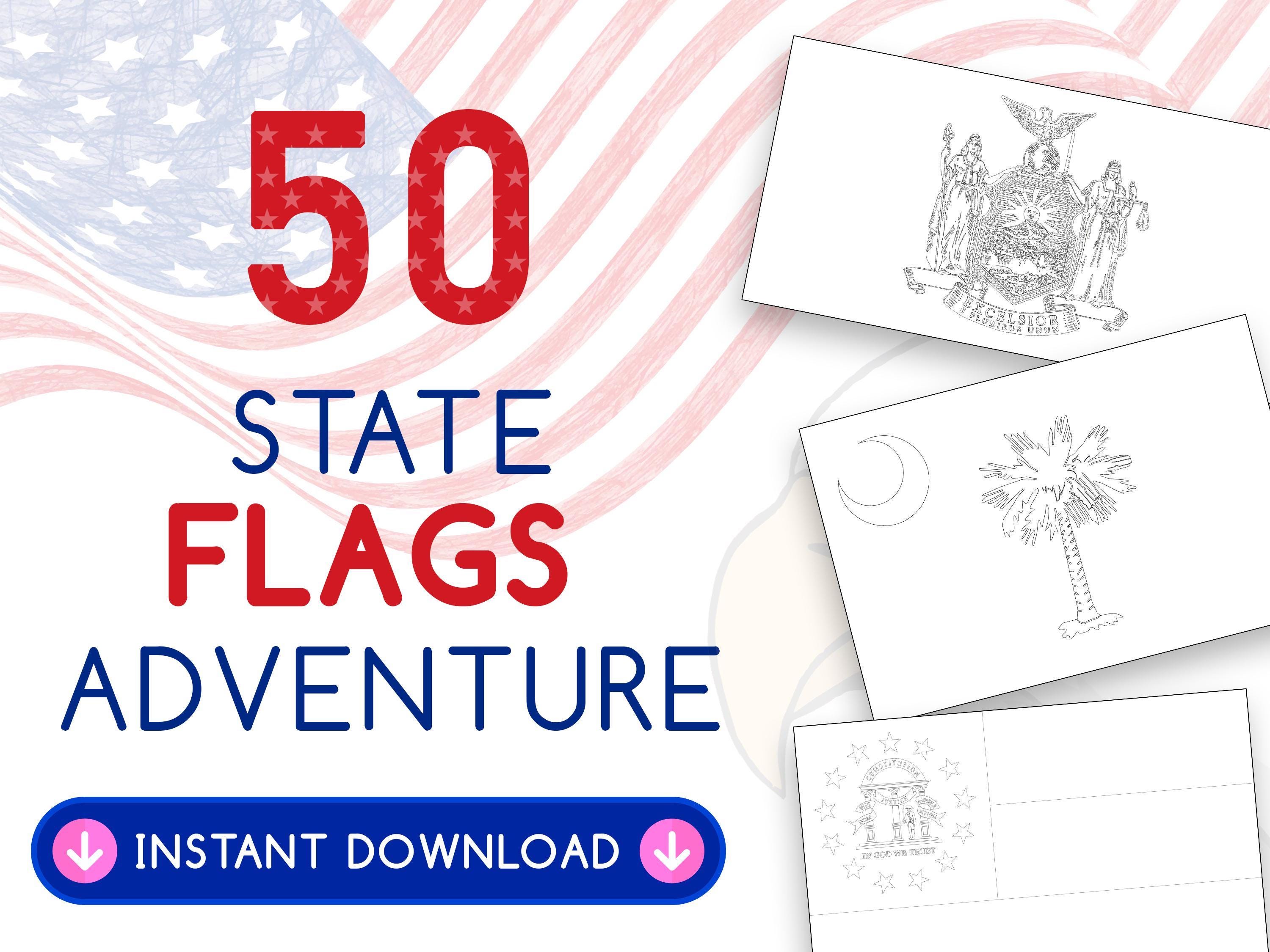 All 50 State Flags Coloring Pages for Adults, Kids and Families - Fun ...