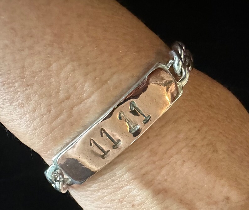 1111 Sterling ID Bracelet Copper Mixed Metals - Etsy
