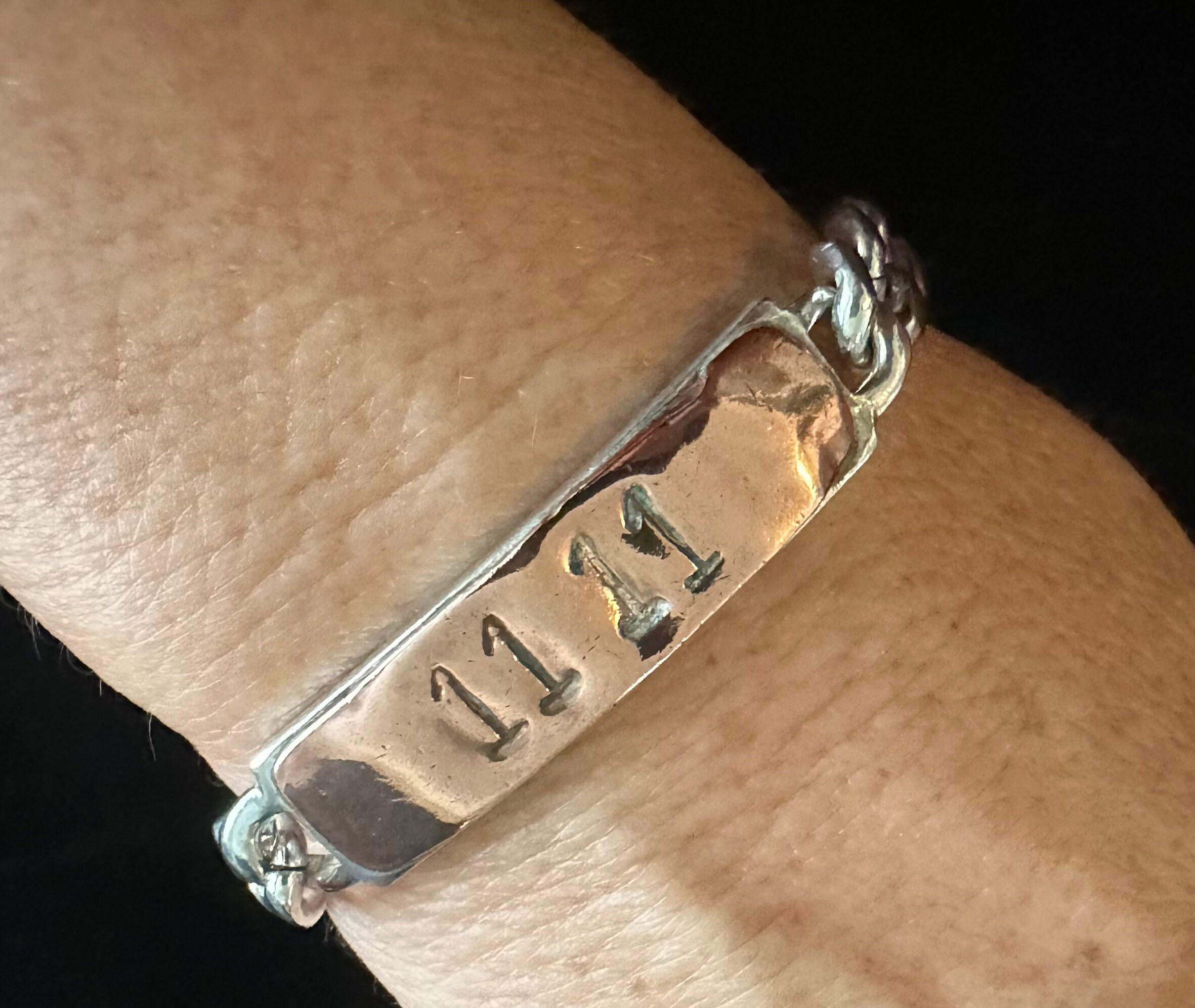 1111 Sterling ID Bracelet Copper Mixed Metals - Etsy