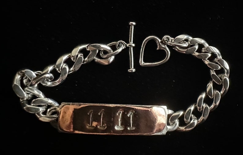 1111 Sterling ID Bracelet Copper Mixed Metals - Etsy