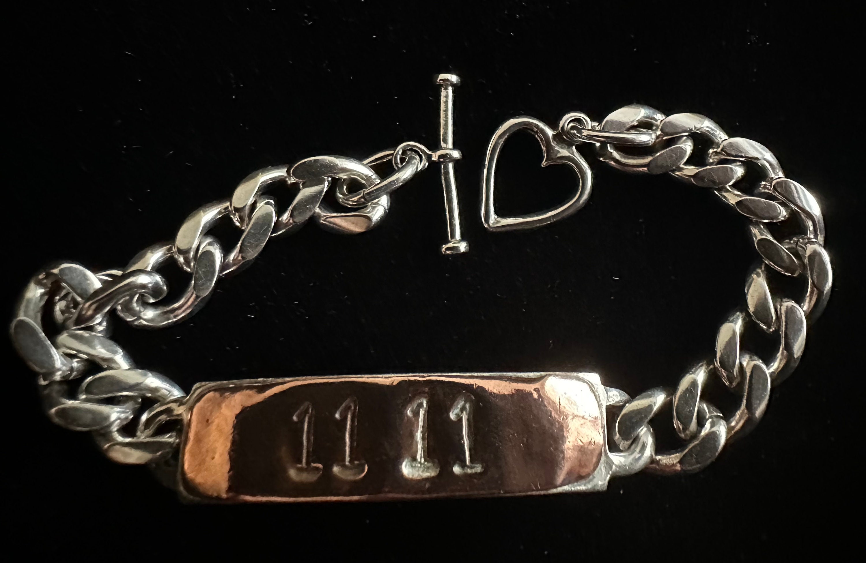 1111 Sterling ID Bracelet Copper Mixed Metals - Etsy