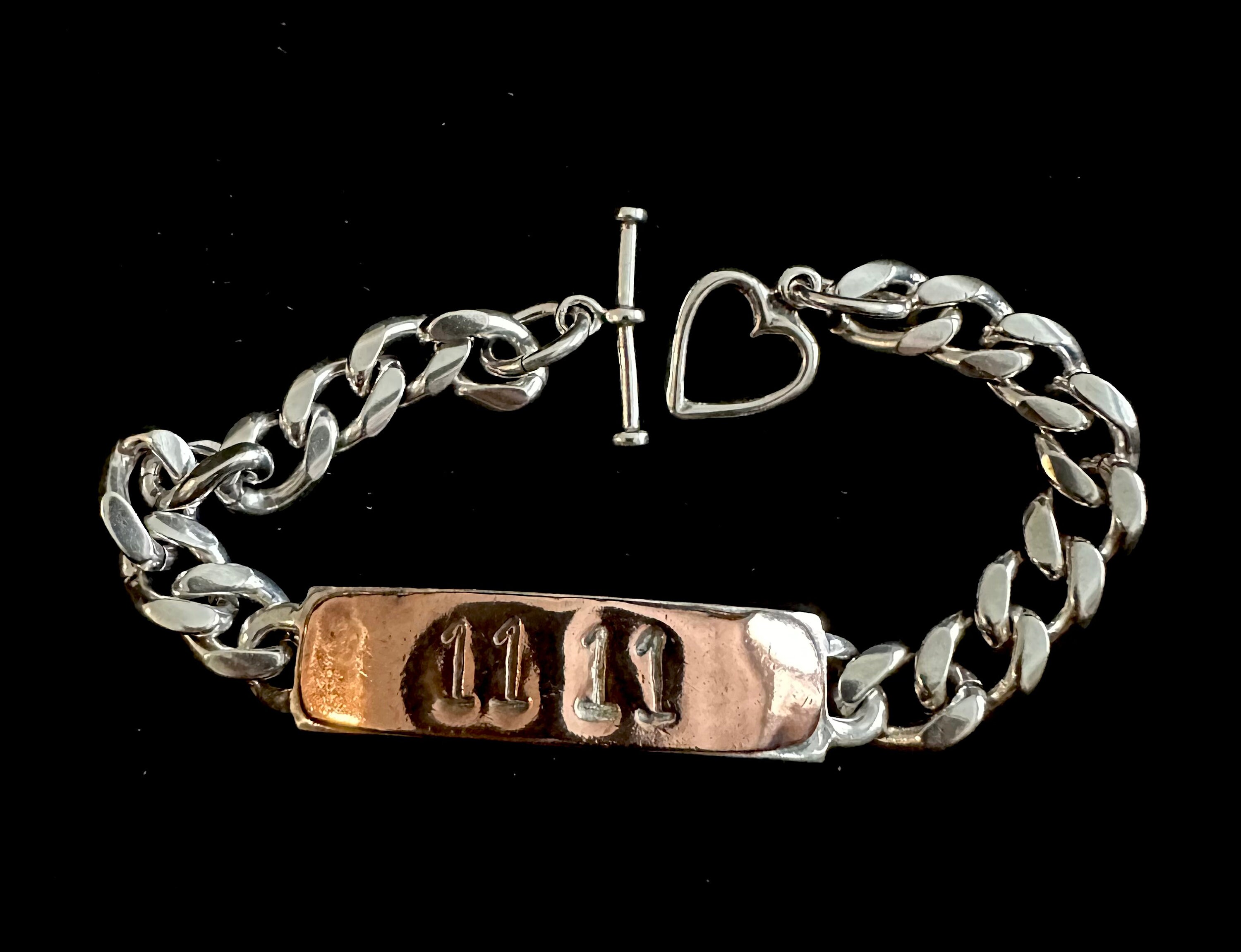 1111 Sterling ID Bracelet Copper Mixed Metals - Etsy