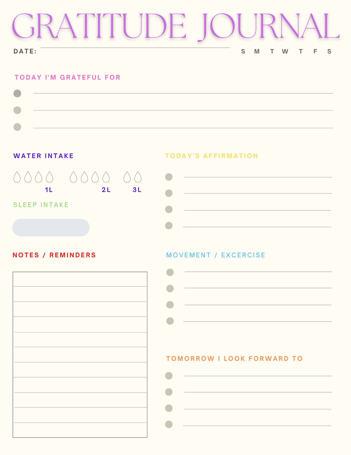 Daily Gratitude Journal Printable, Download, Daily Planner, Motivation ...