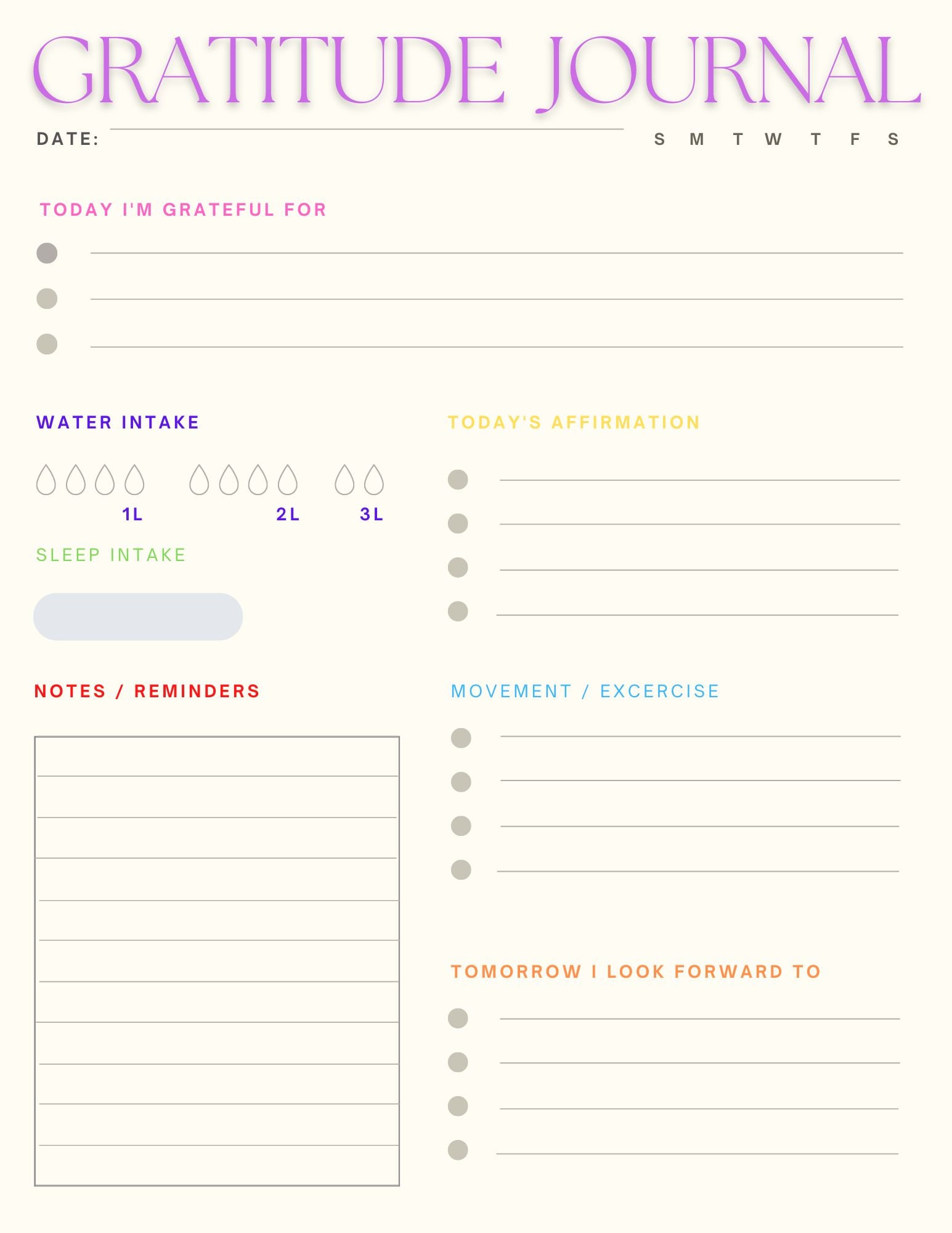 Daily Gratitude Journal Printable, Download, Daily Planner, Motivation ...