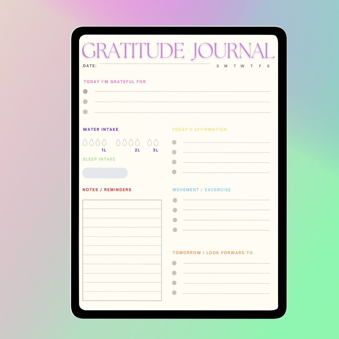 Daily Gratitude Journal Printable, Download, Daily Planner, Motivation ...
