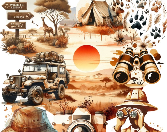 Wildlife Clipart Collection Explorer - 24 High-resolution Pngs Safari ...